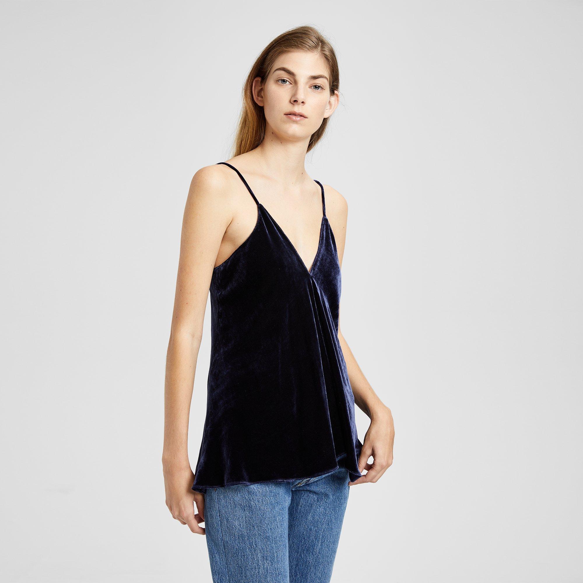Theory Official Site | Crinkled Velvet Draped Tank