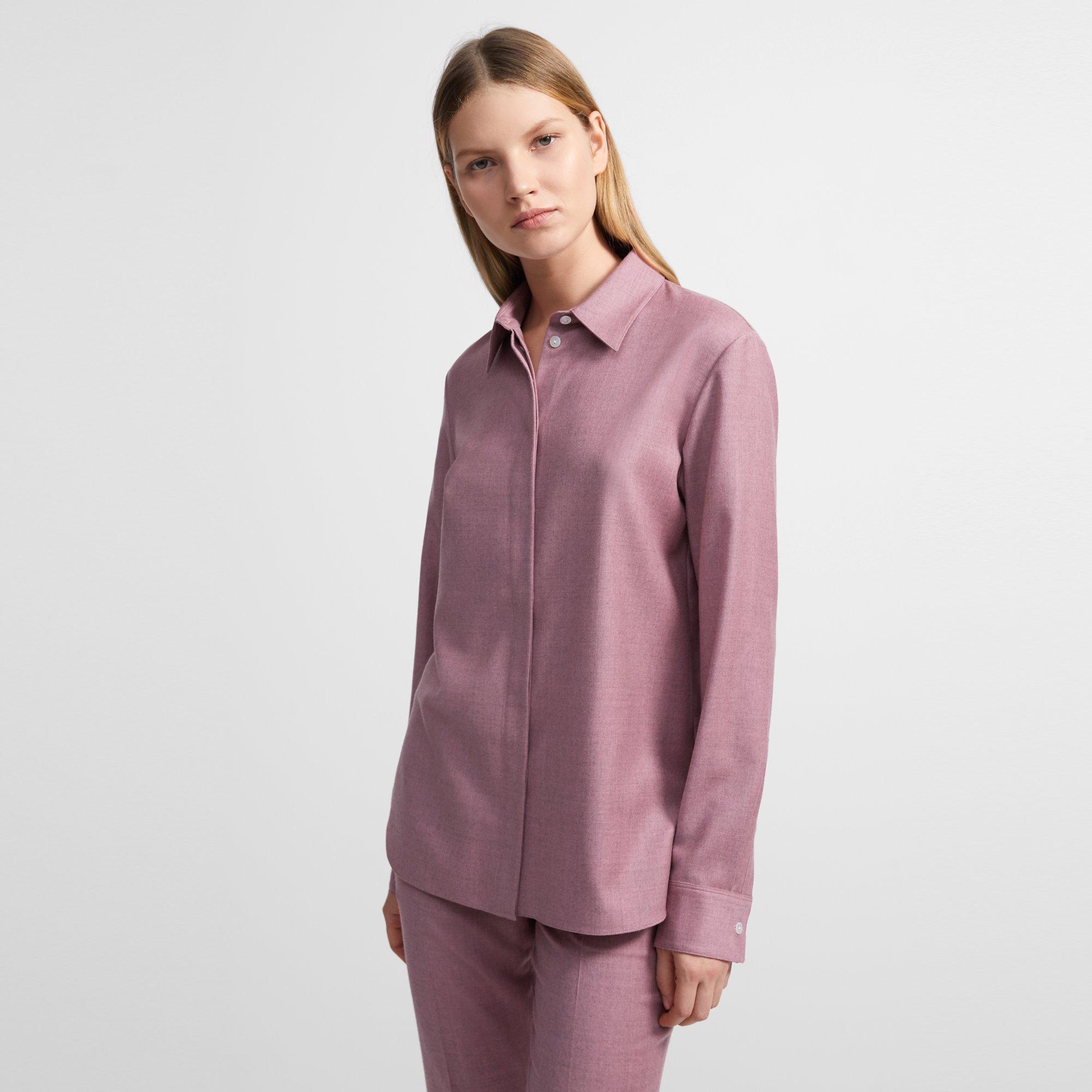 Theory Official Site | Straight Shirt in Wool Flannel