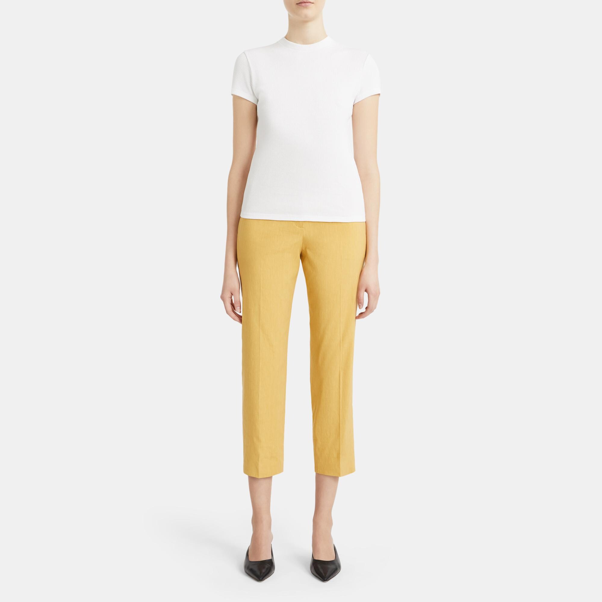 Theory Outlet Official Site | Fitted Tee in Ribbed Cotton