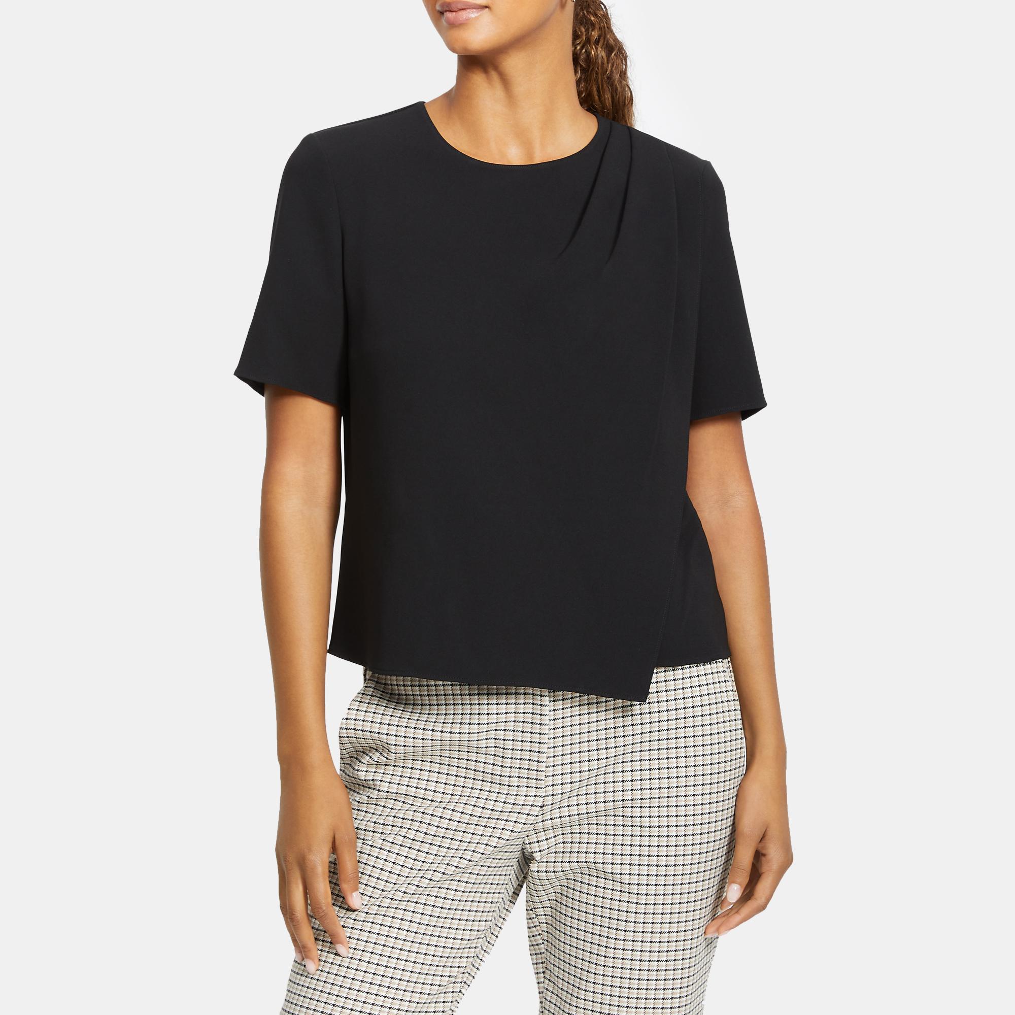 Theory Outlet Official Site | Draped Shoulder Top in Crepe