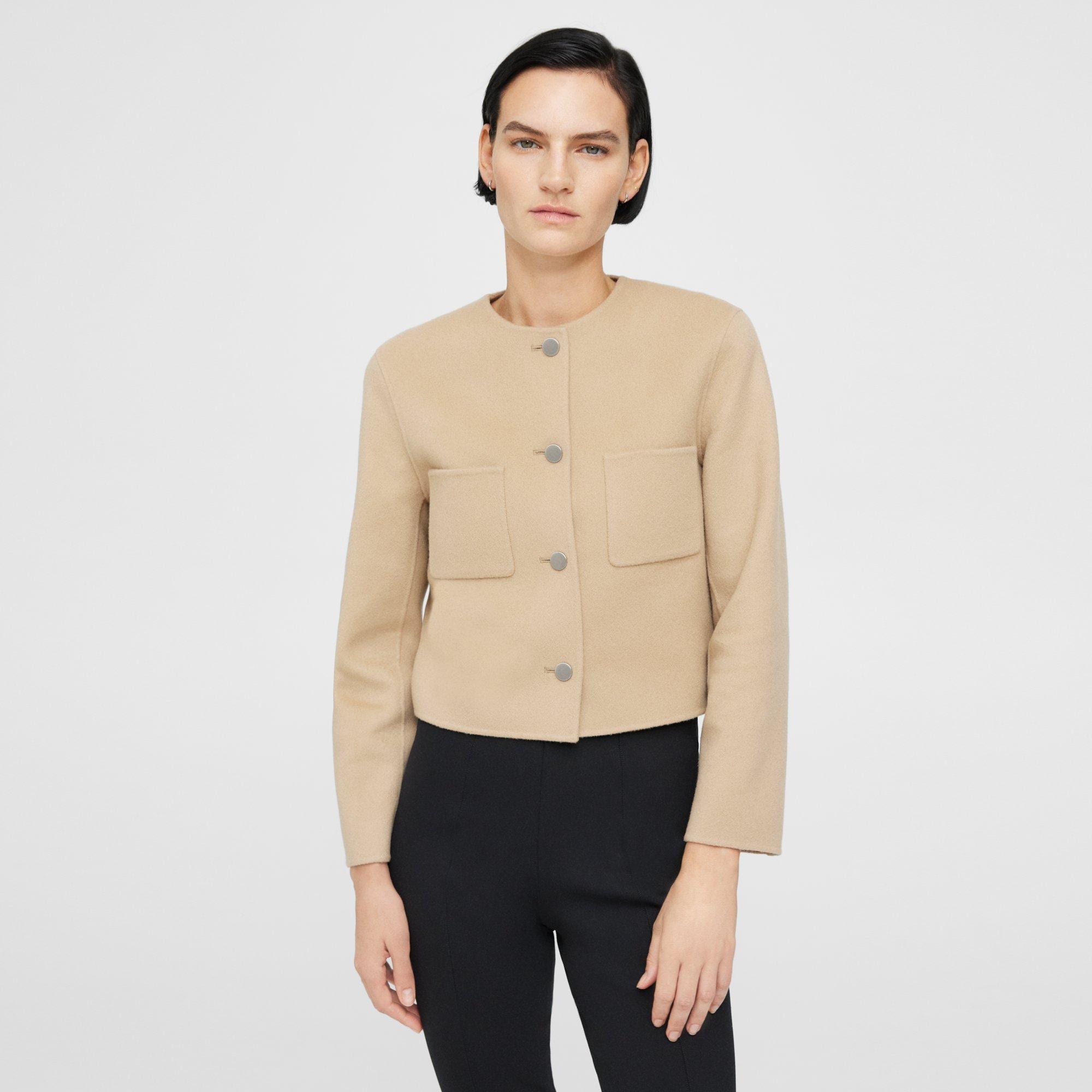 Double-Face Wool-Cashmere Cropped Jacket | Theory