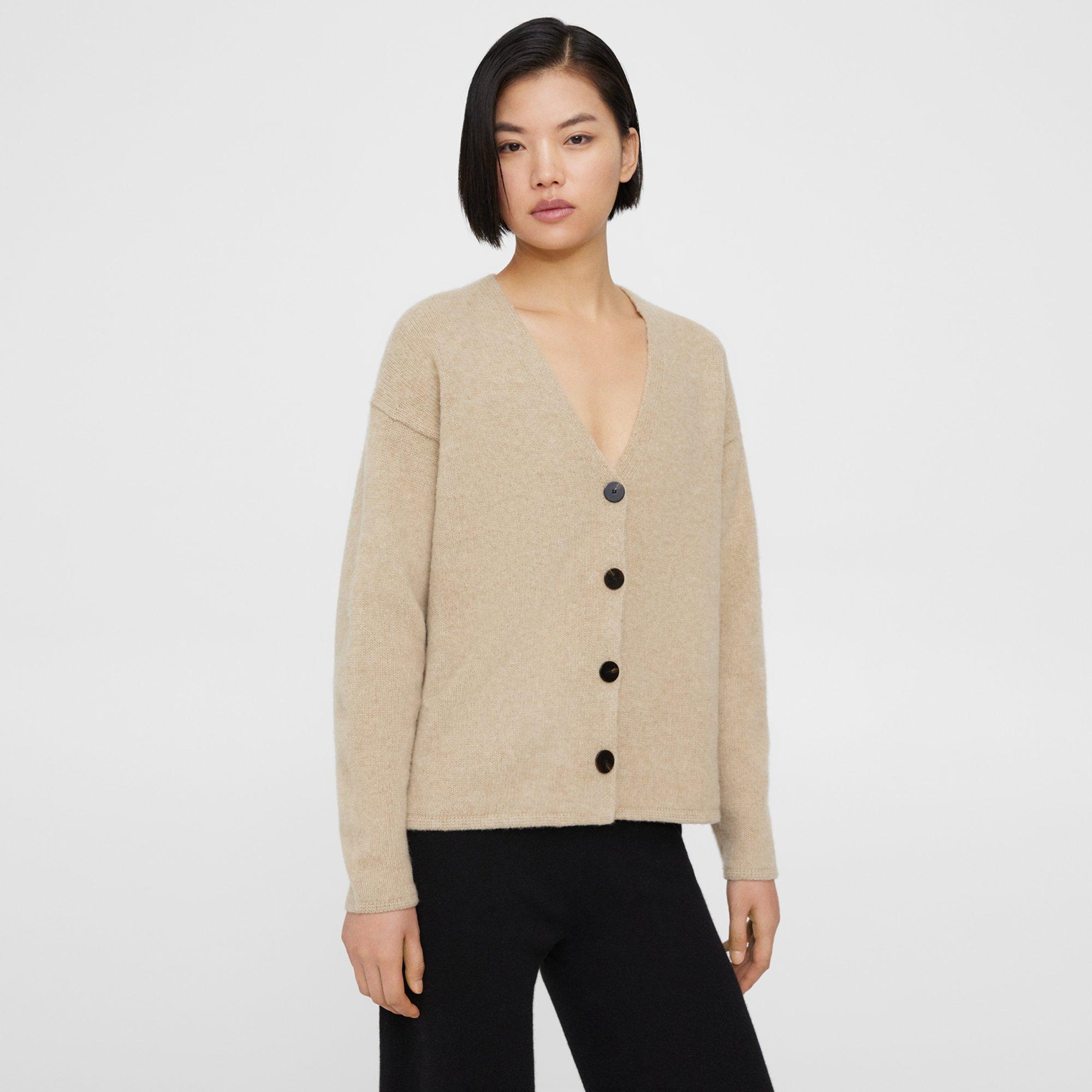 Brushed Wool V-Neck Cardigan | Theory