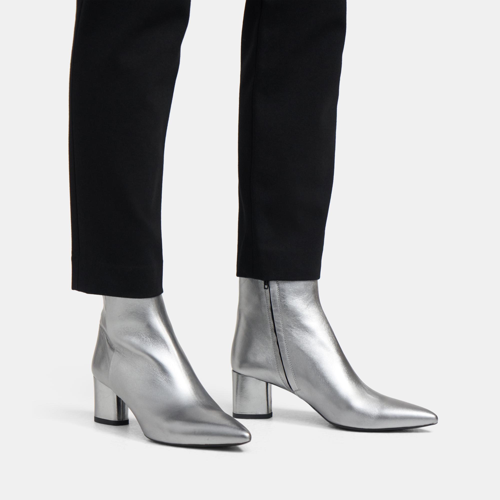 Theory Official Site | Metallic Leather Ankle Boot
