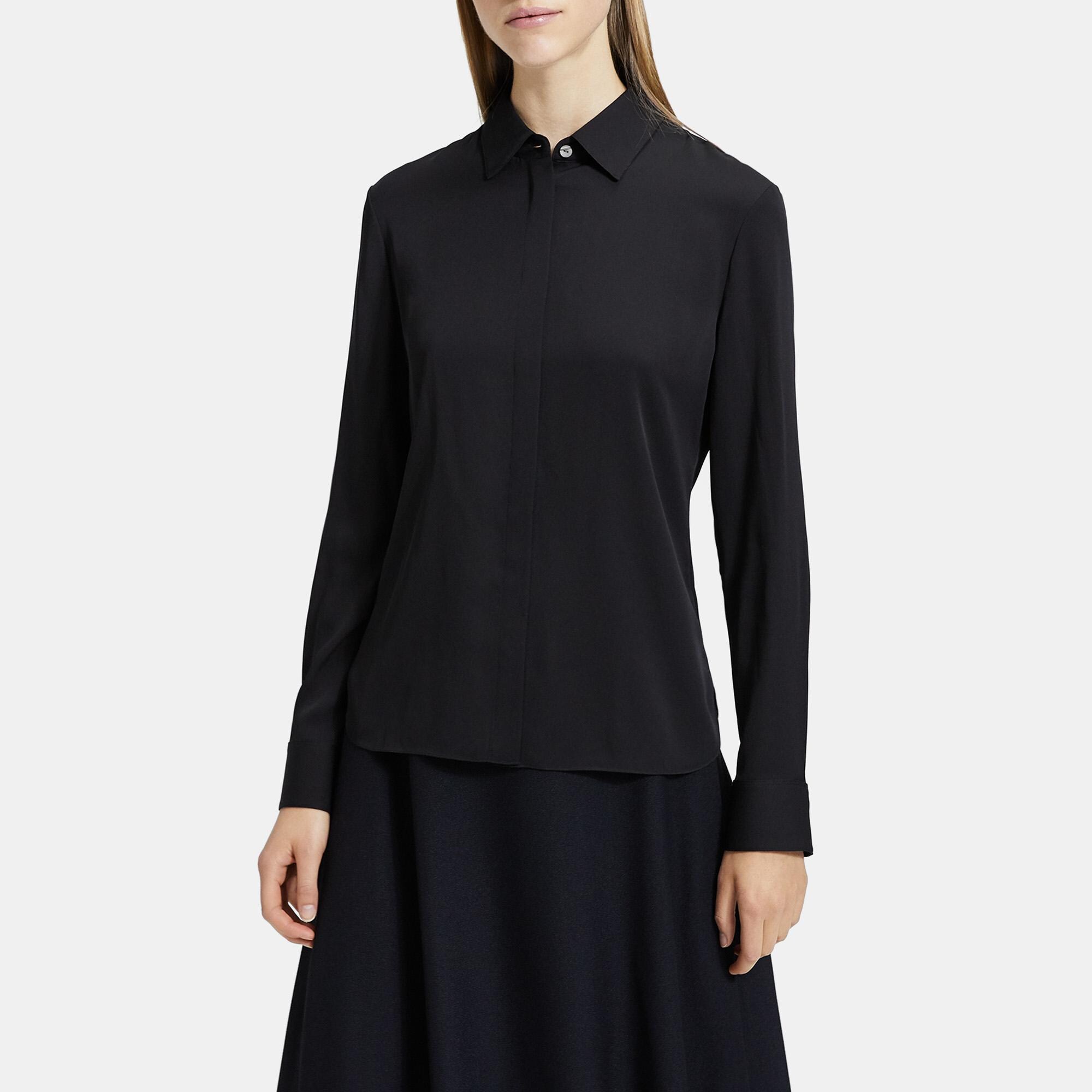 Theory Outlet Official Site | Fitted Shirt in Stretch Silk