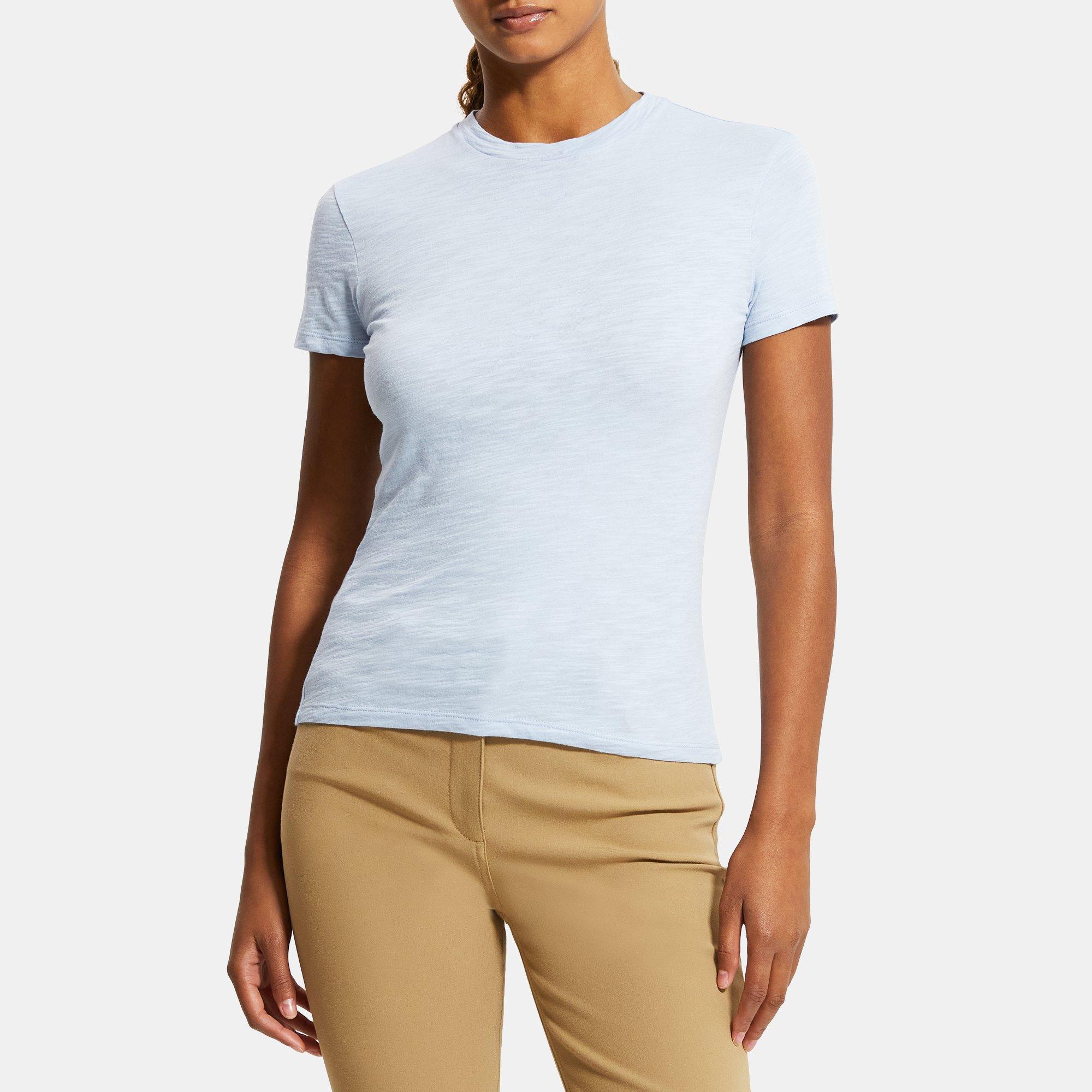 Blue Organic Slub Cotton Tiny Tee | Theory Outlet