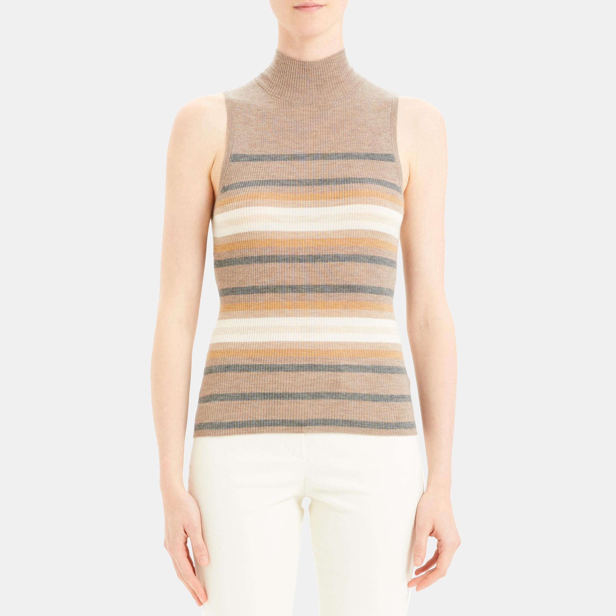 Theory Outlet Official Site | Striped Cashmere Shell Top