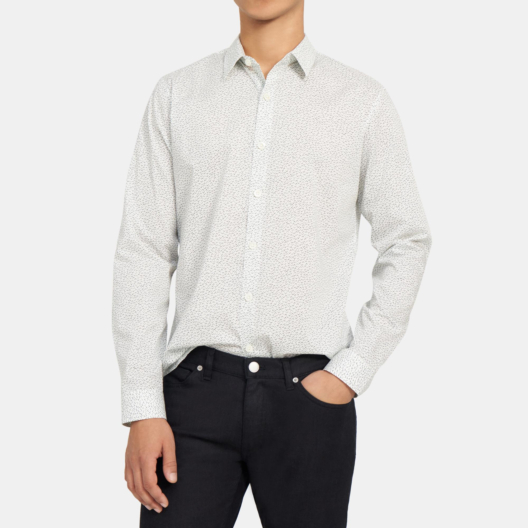 Theory Outlet Official Site | Long-Sleeve Shirt in Arrow Print Cotton