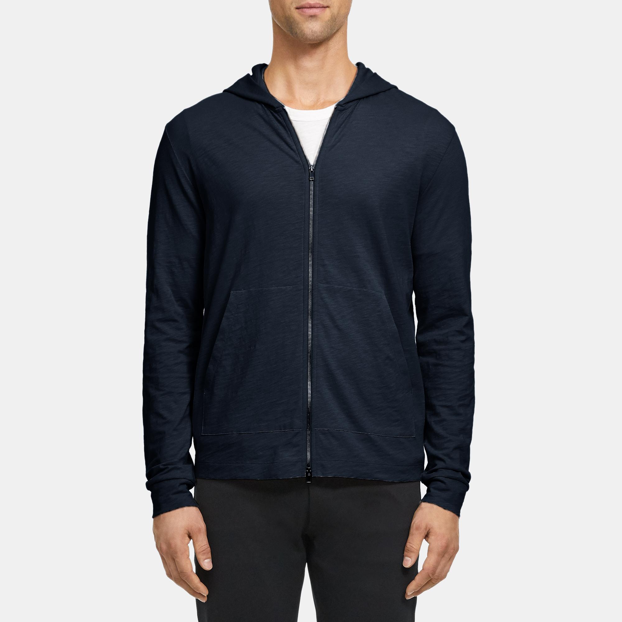 Theory Outlet Official Site | Layered Zip Hoodie in Slub Cotton