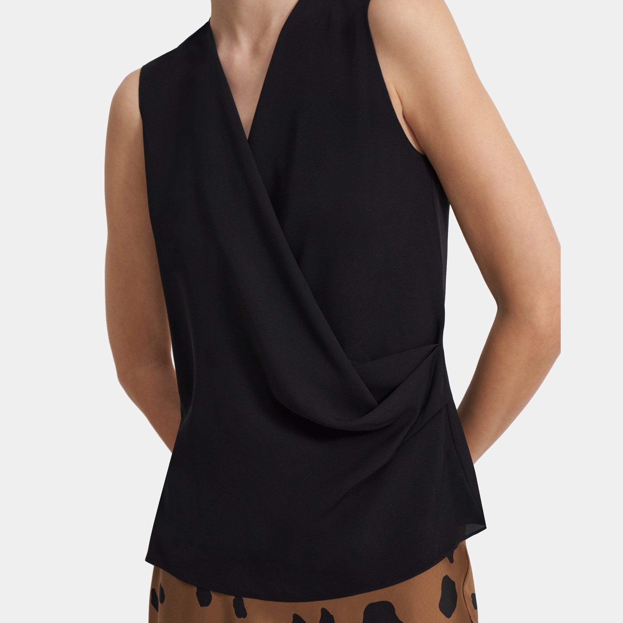 Silk Georgette Draped Shell Top | Theory
