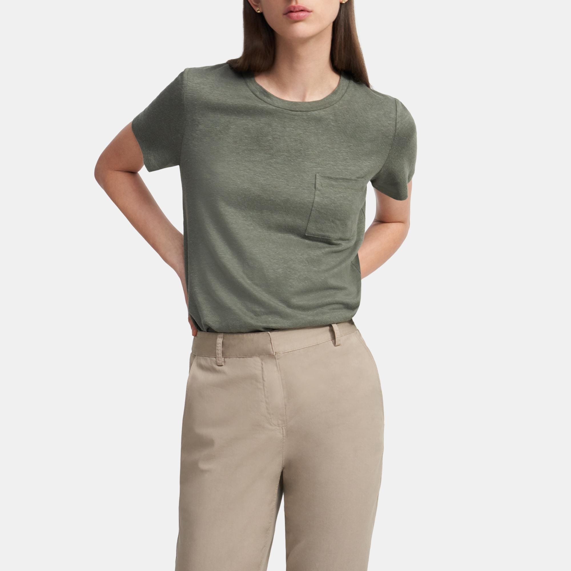 Flex Linen Easy Pocket Tee | Theory