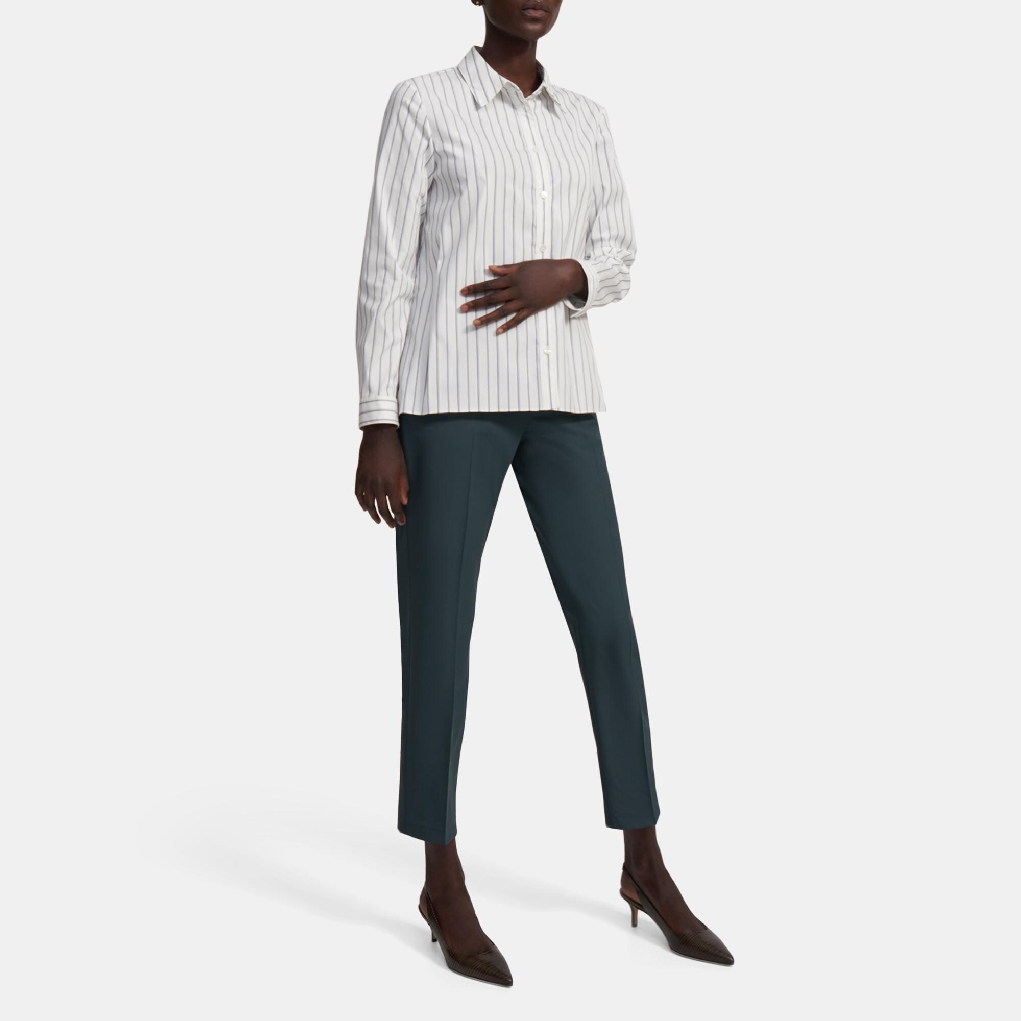 Striped Stretch Cotton Trapeze Shirt | Theory Outlet