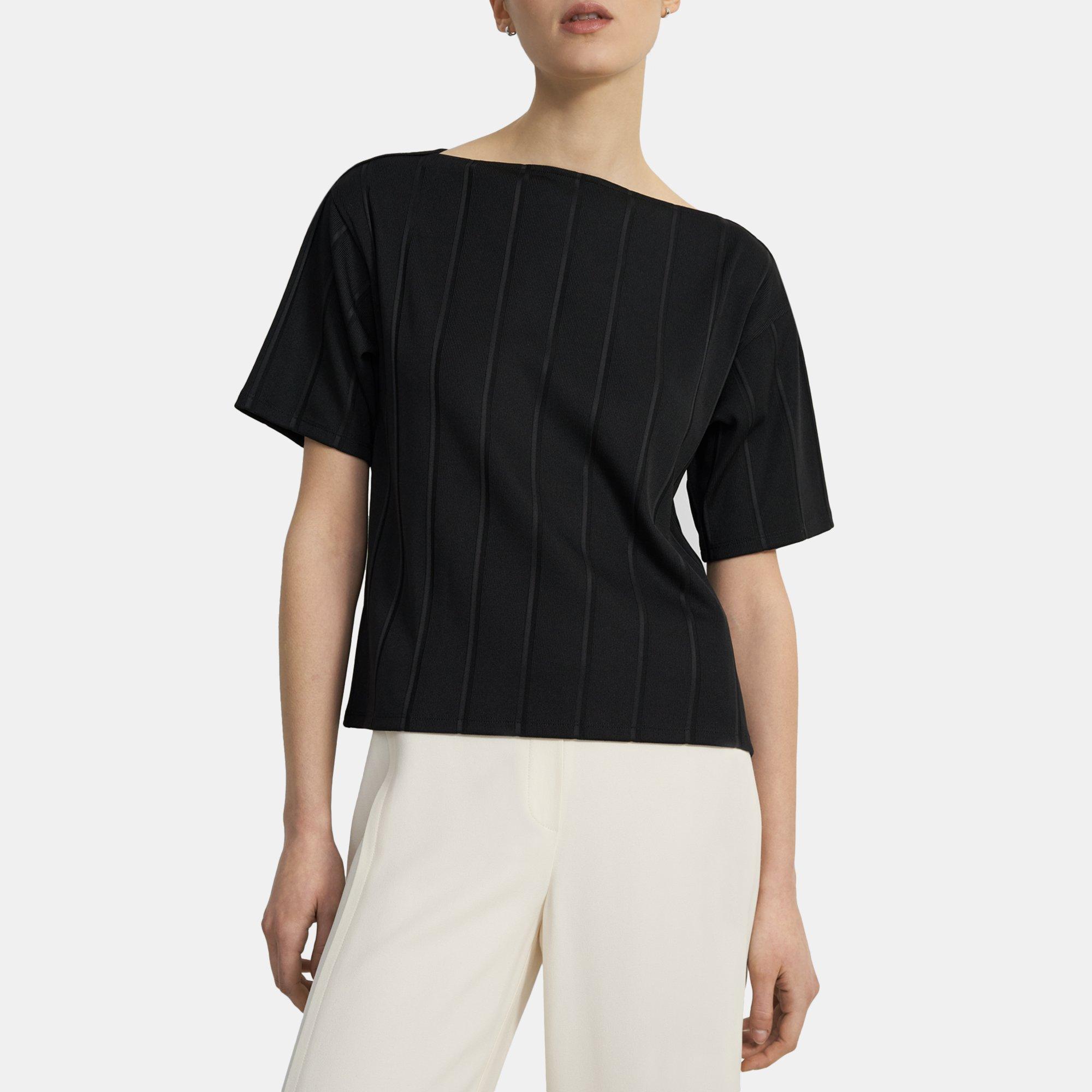 Theory Outlet Official Site | Straight Tee in Ribbed Stretch Knit