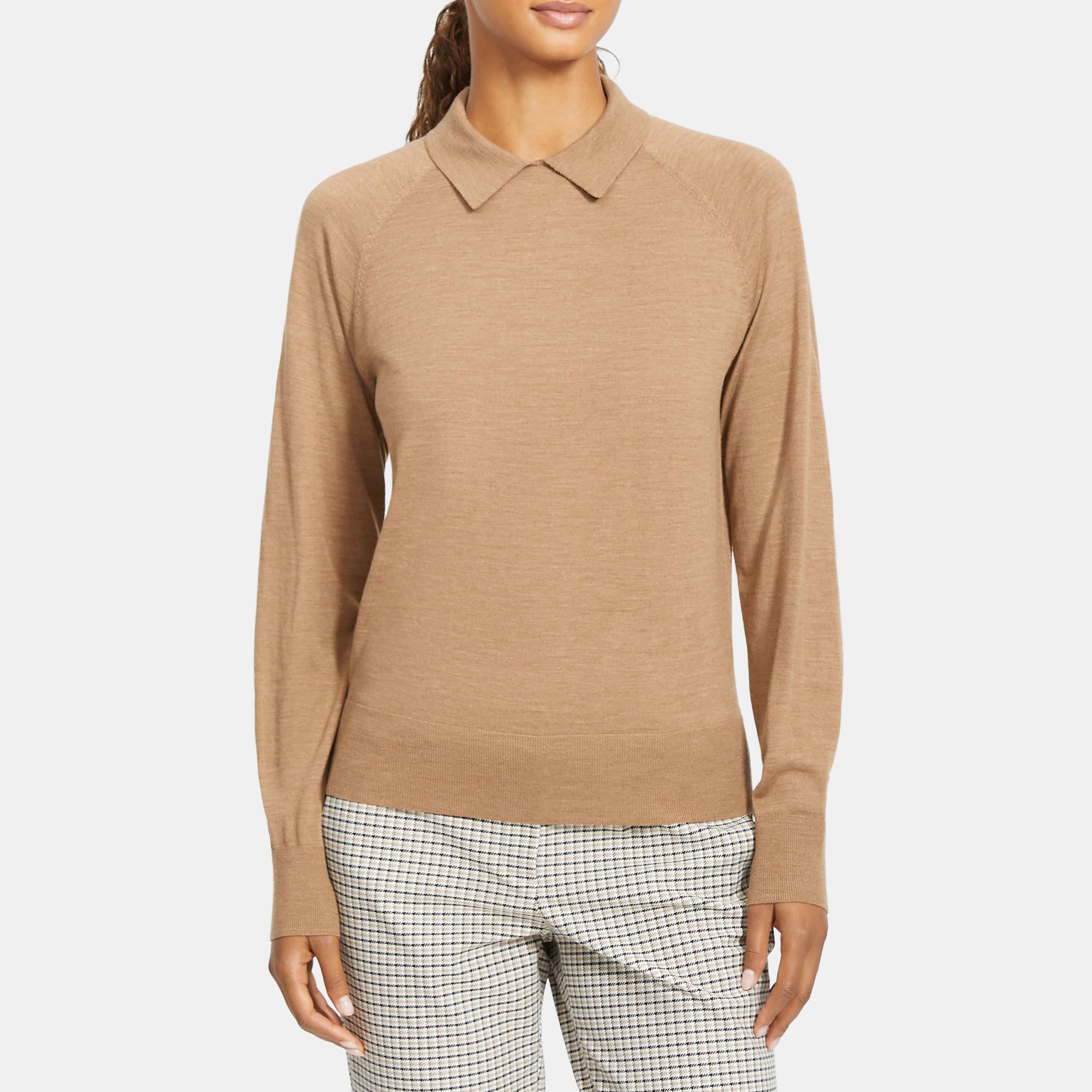 Theory Outlet Official Site | Collared Sweater in Merino Wool