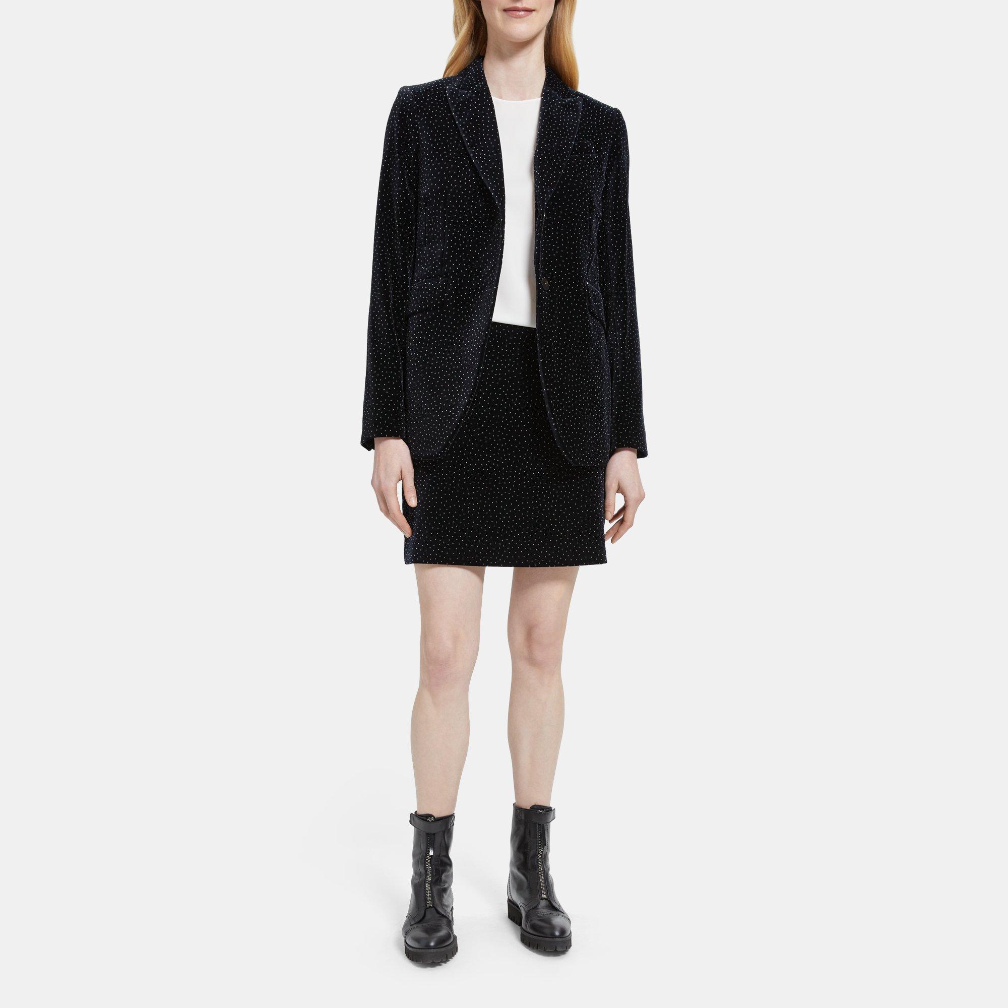 Theory Outlet Official Site | Tailored Blazer in Polka Dot Velvet