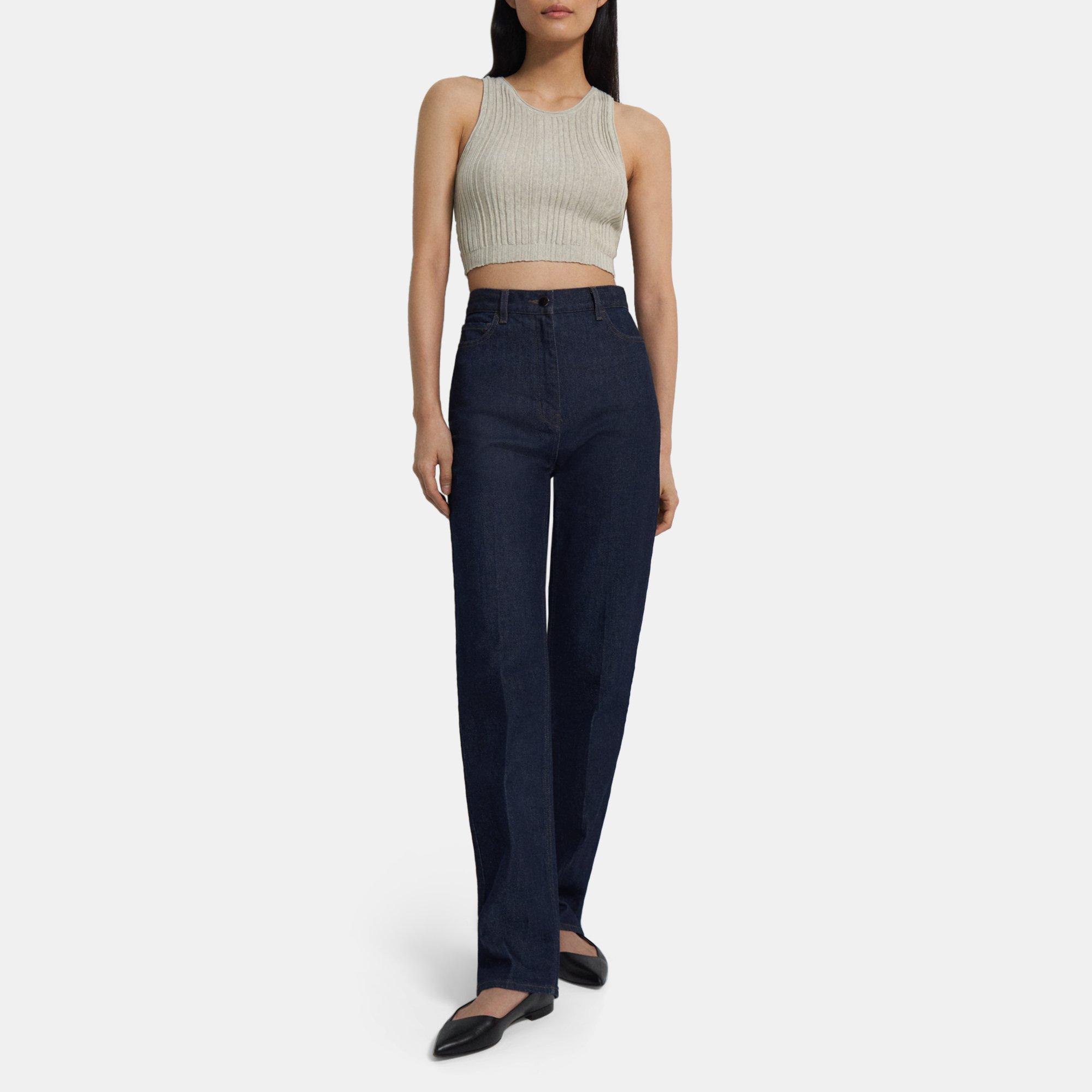 Cotton-Cashmere Cropped Tank | Theory Outlet