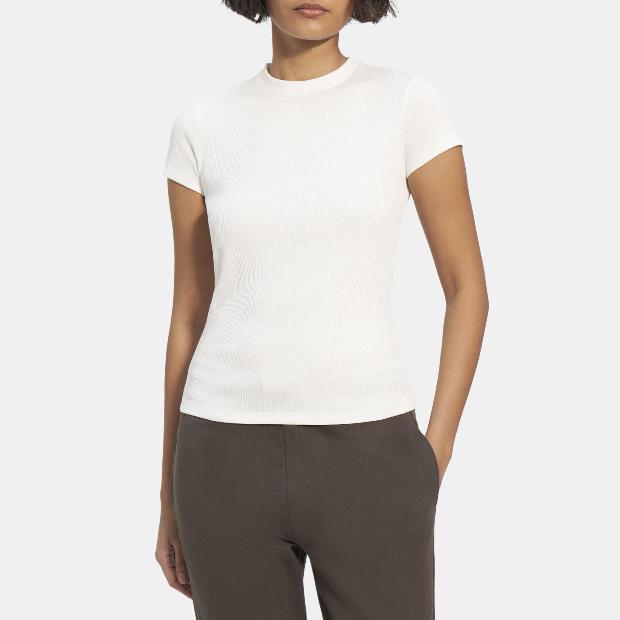 Ribbed Modal Cotton Tiny Tee | Theory Outlet