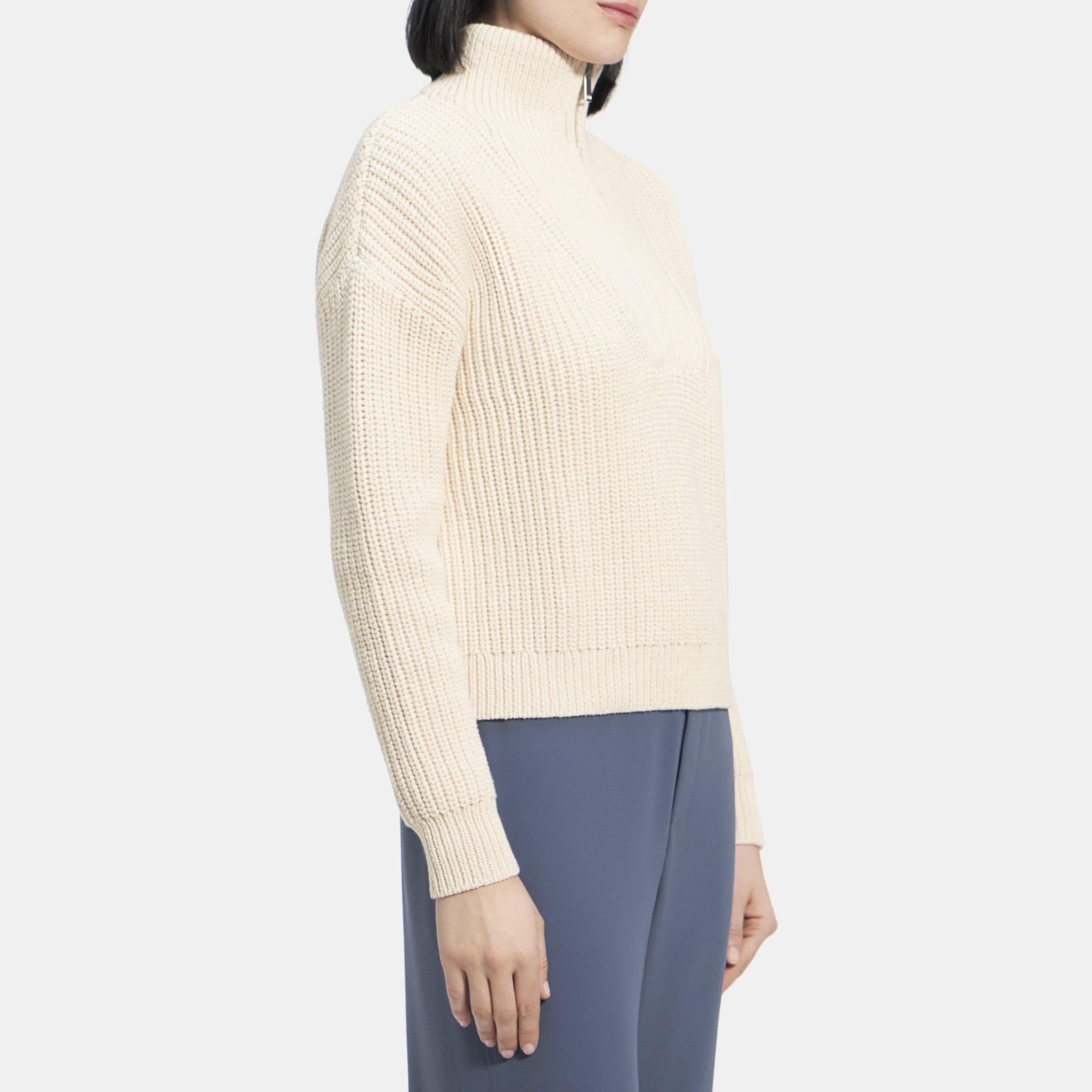 Rib Knit Cotton Half-Zip Sweater | Theory