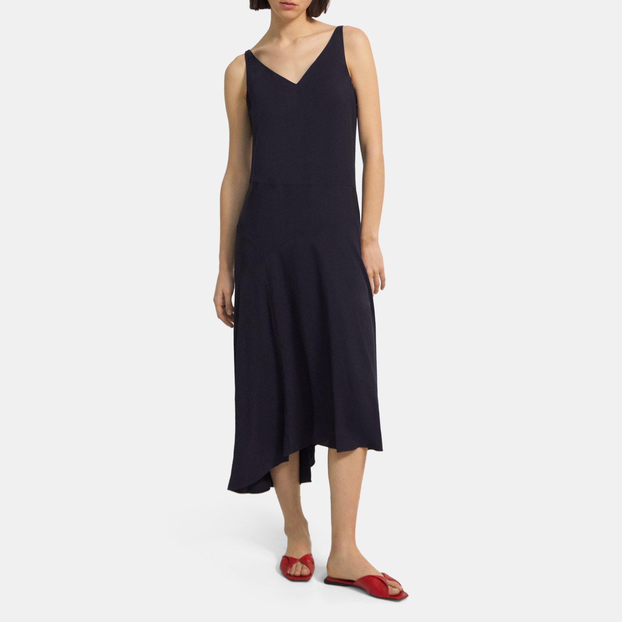 Washed Twill Asymmetrical Dress | Theory Outlet