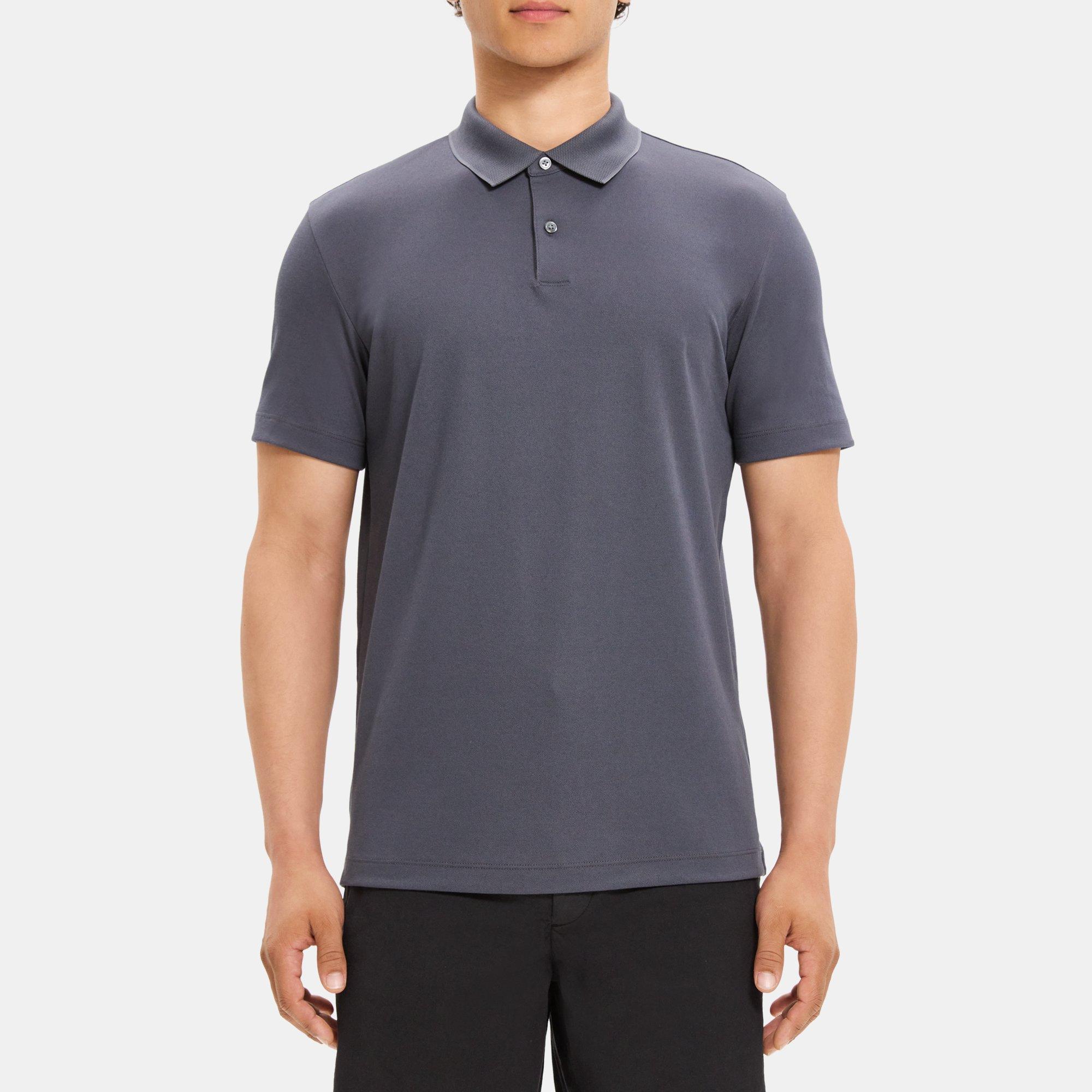 Grey Cotton-Blend Piqué Uniform Polo Shirt | Theory Outlet