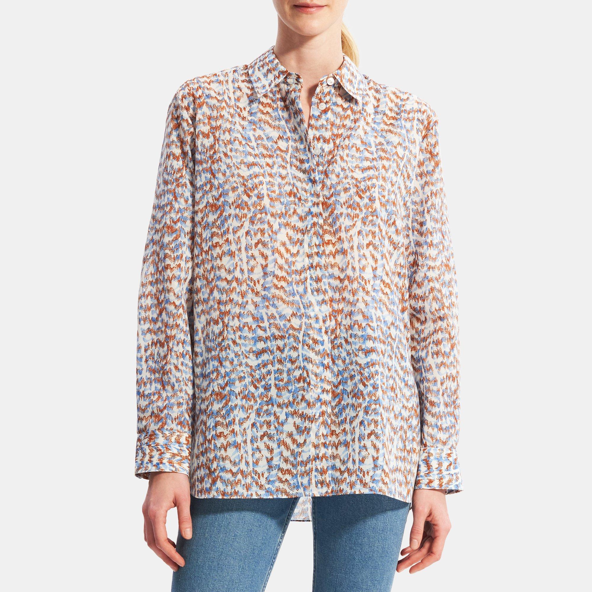Printed Poly Menswear Shirt | Theory Outlet