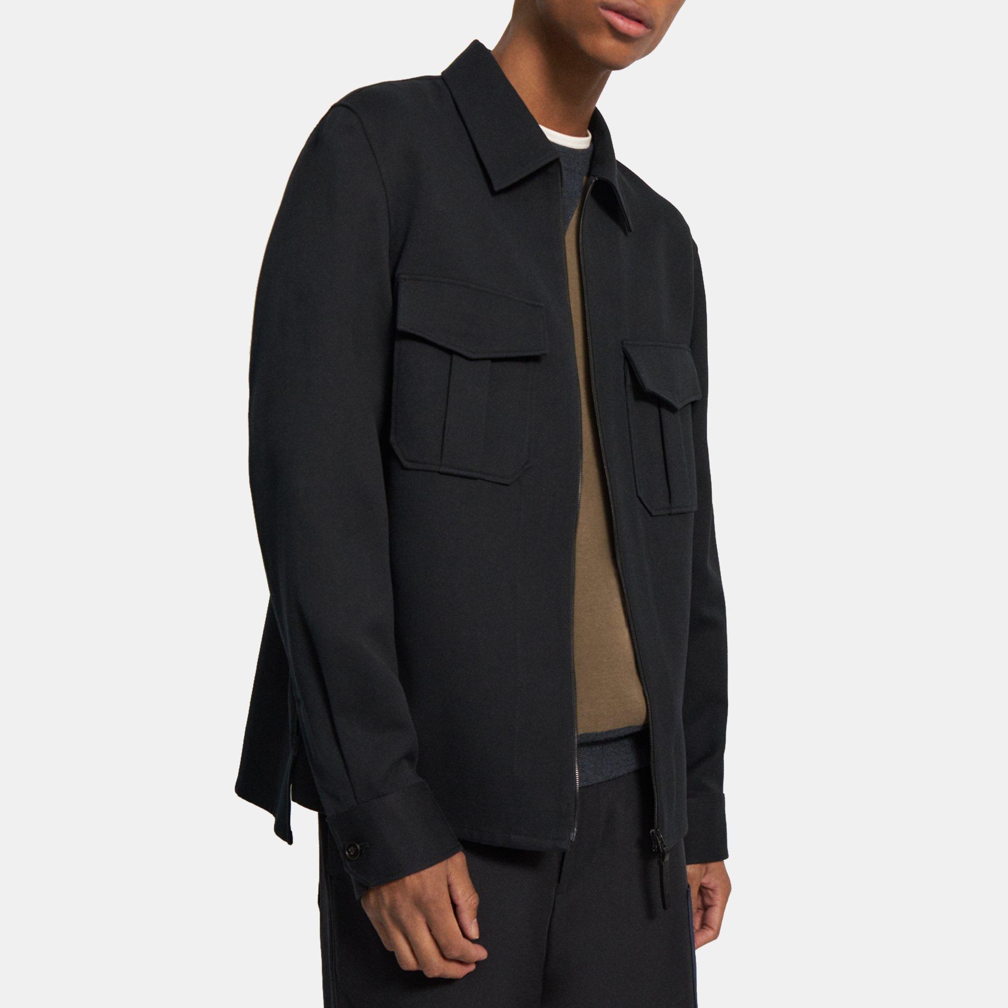 Black Cotton-Wool Twill Shirt Jacket | Theory Project