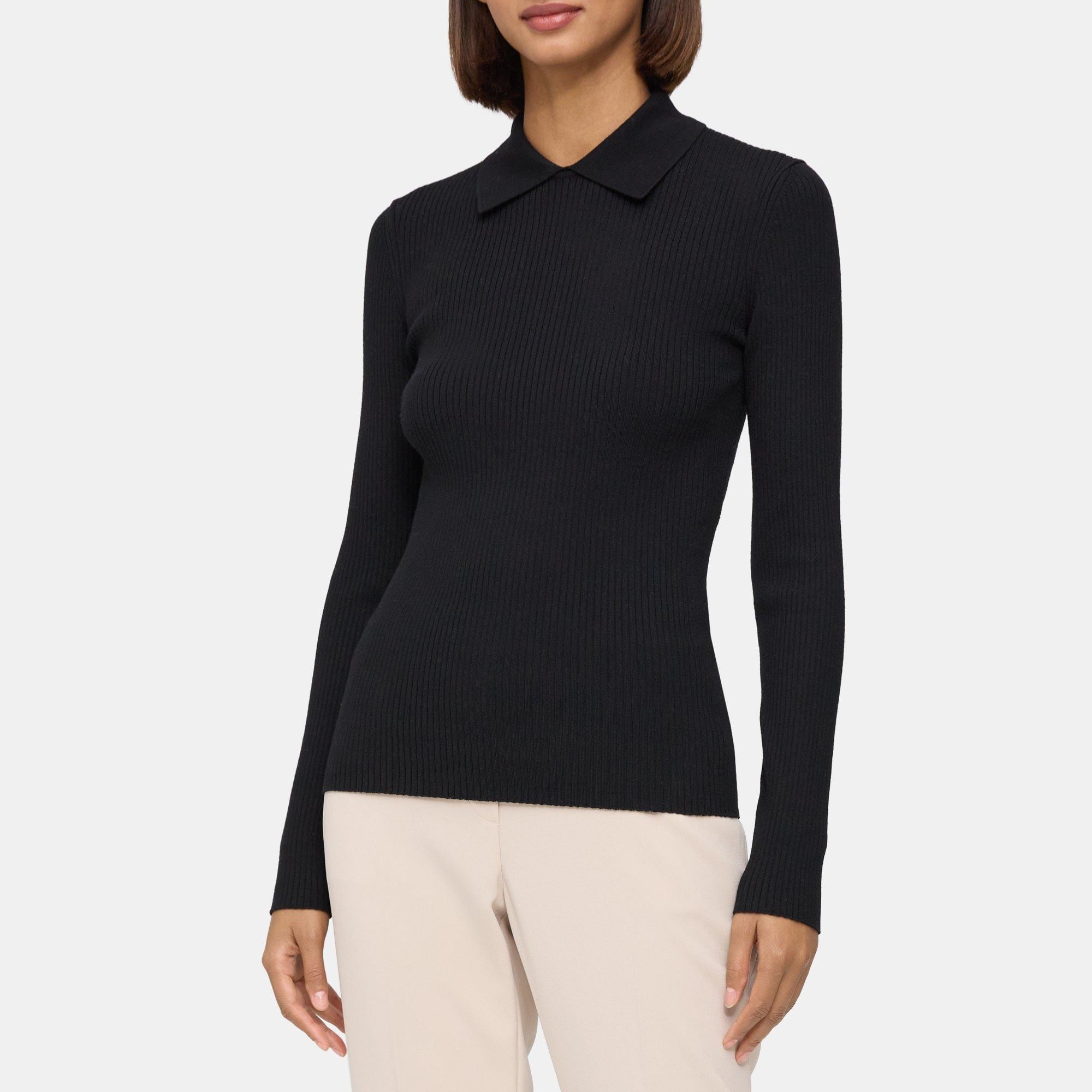 Fine Merino Wool Collared Sweater | Theory Outlet