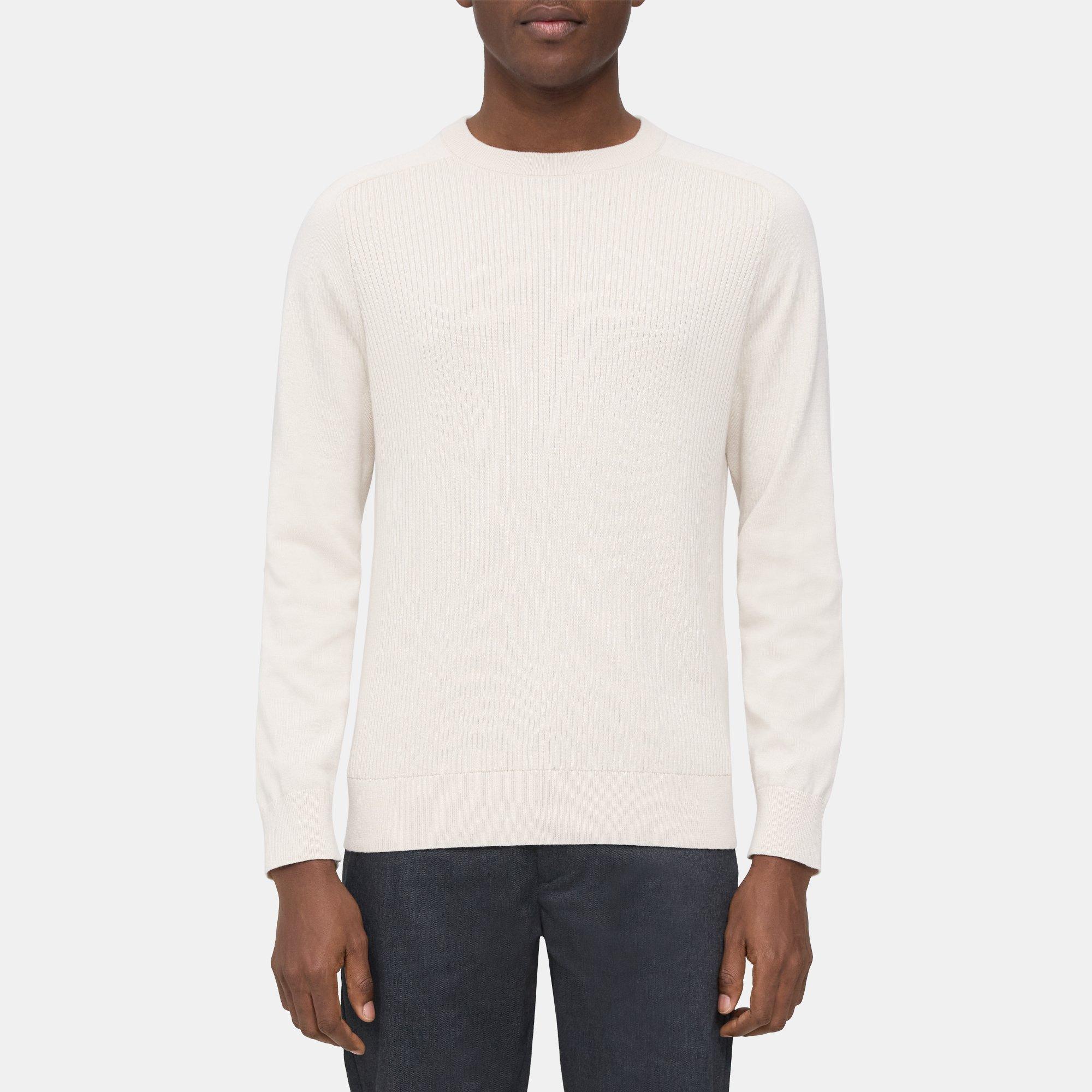 Cotton-Cashmere Ribbed Crewneck Sweater | Theory Outlet