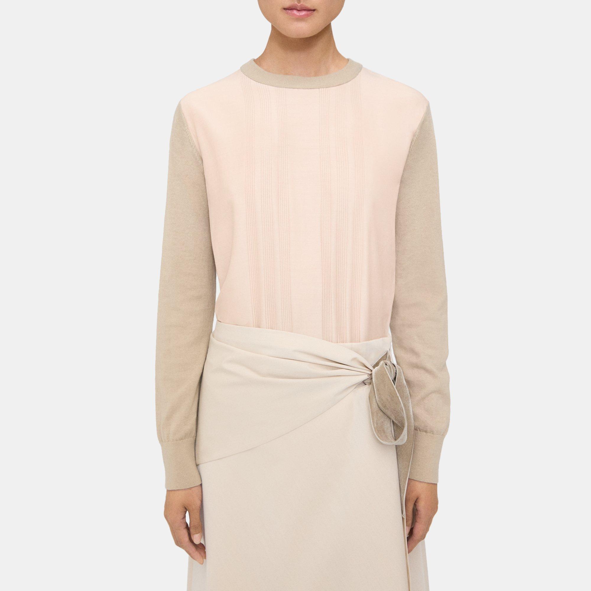 Beige Cotton-Silk Combo Sweater | Theory Project